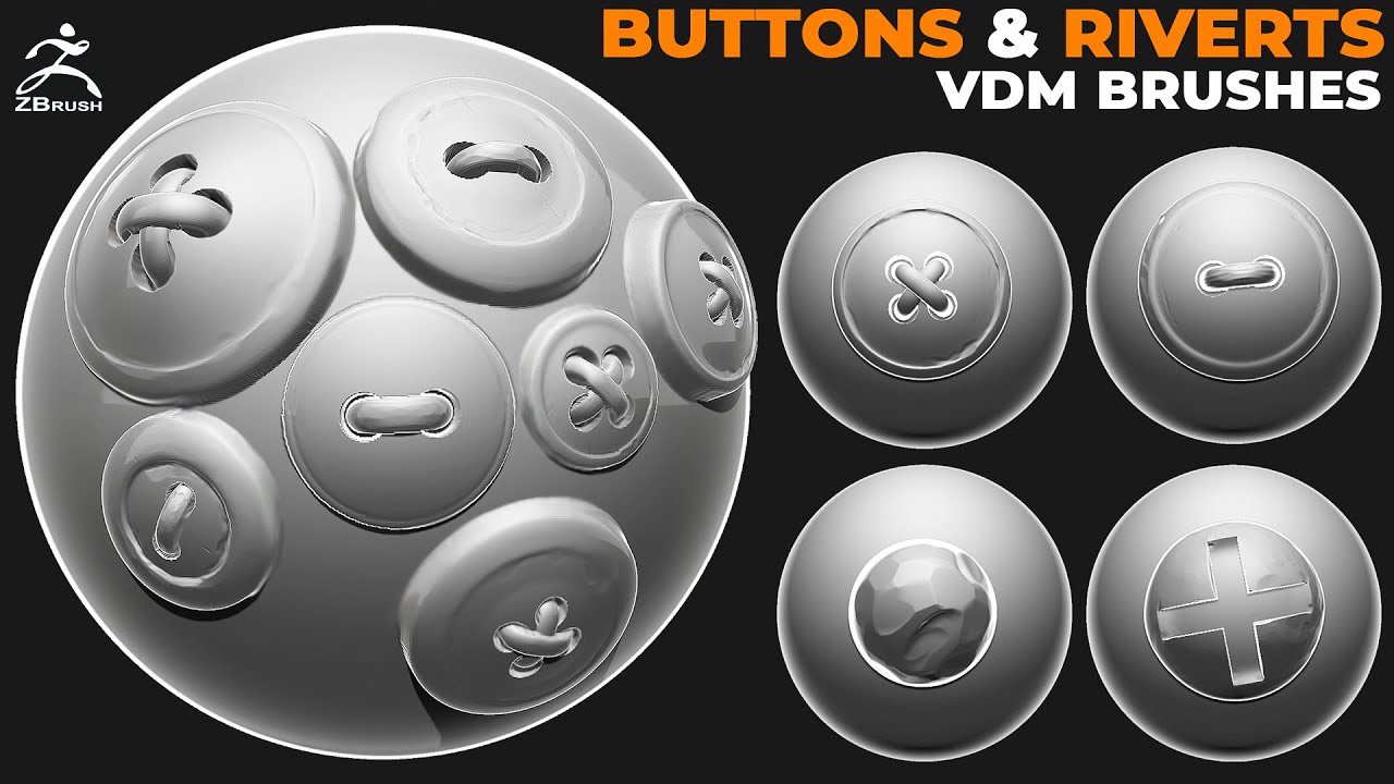 Buttons and Riverts brushes for ZBrush - YouTube