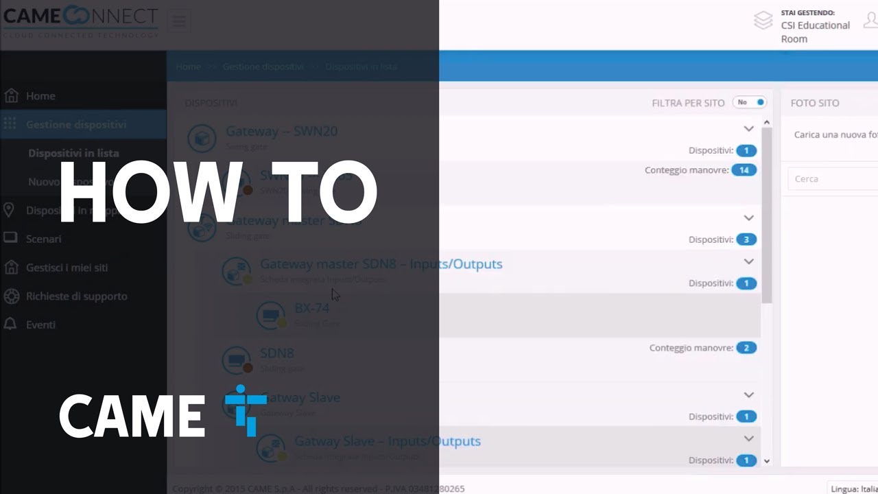 CAME Connect RSLV001: Come configurare un modulo slave output e input ...