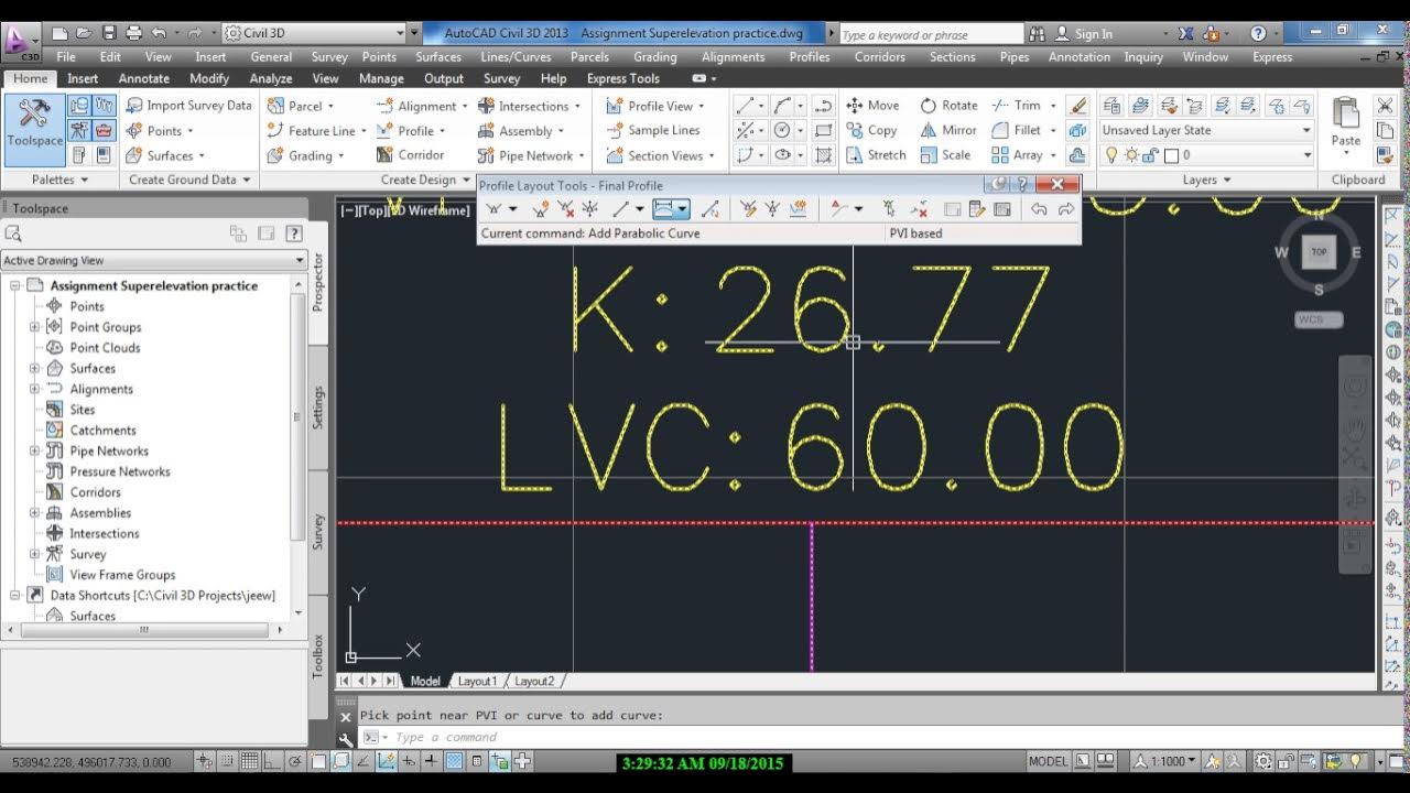 Create Profile using profile creation tools in Civil 3D - YouTube