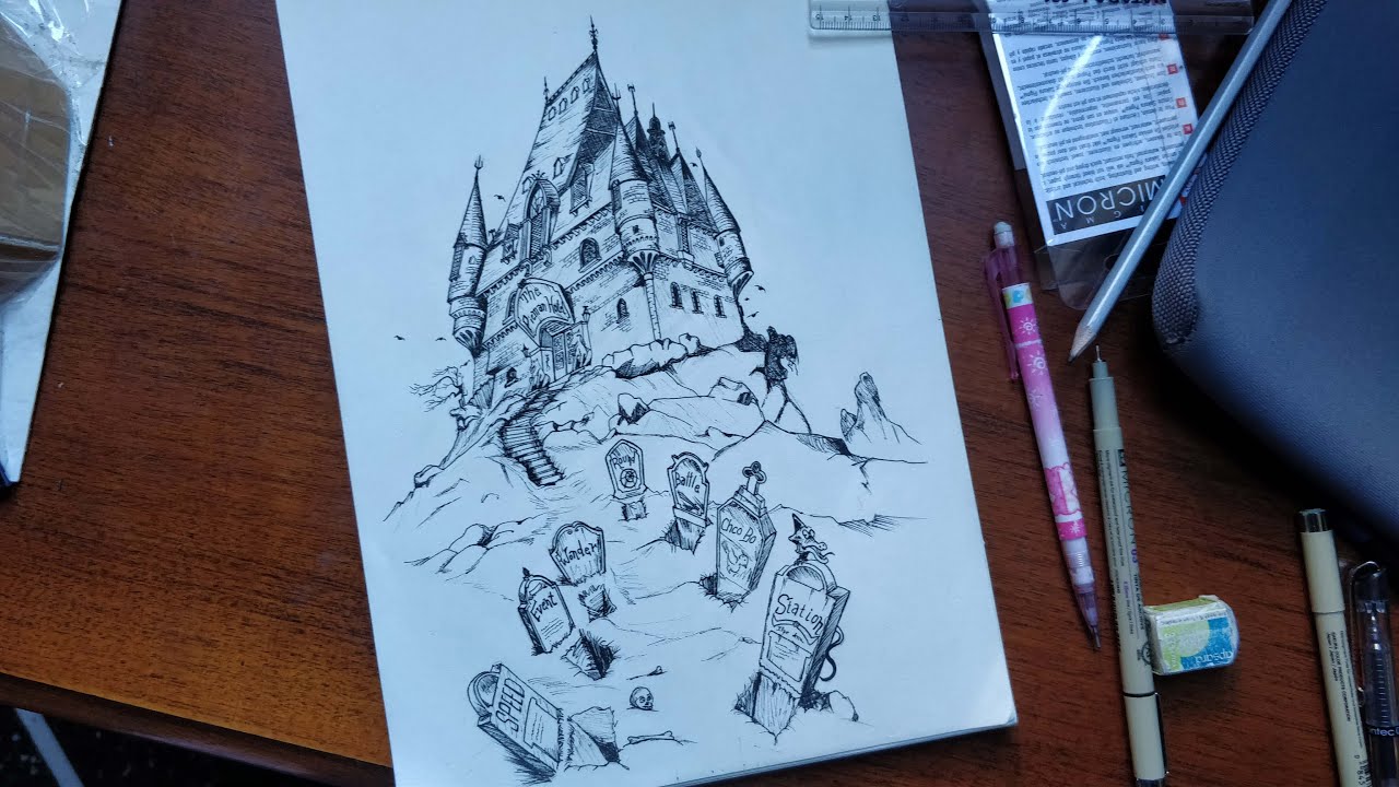 Haunted hotel - Sketch - timelapse - YouTube