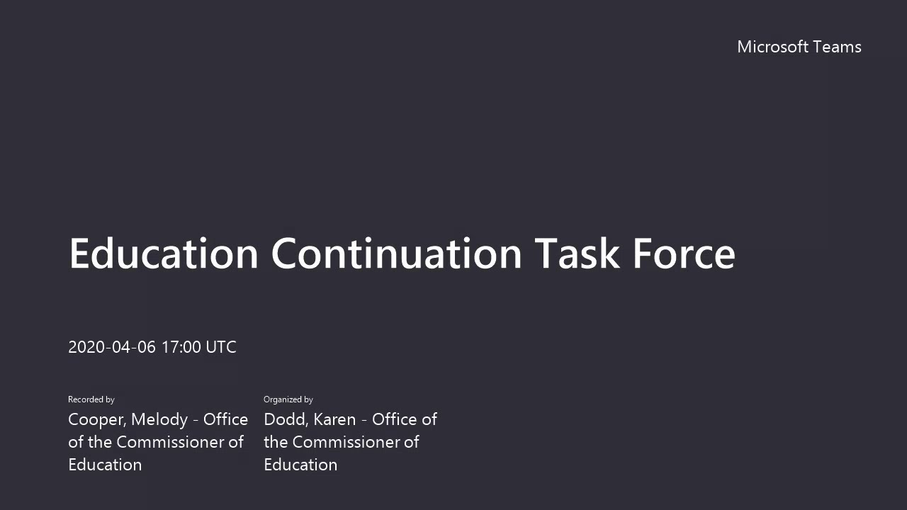 Education Continuation Task Force - 4/6/2020 - YouTube