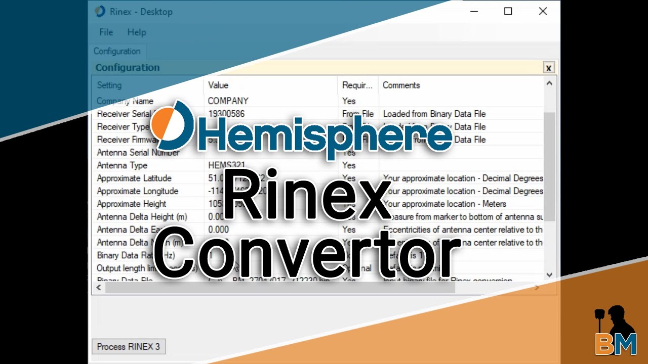 Hemisphere How To: Using the Rinex Convertor | Bench Mark - YouTube