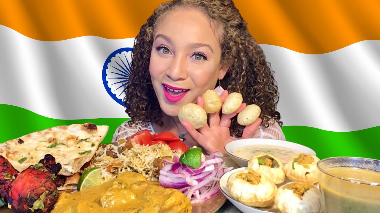 ASMR INDIAN FOOD MUKBANG| CHICKEN TIKKA MASALA,TANDOORI ,Pani Puri ...
