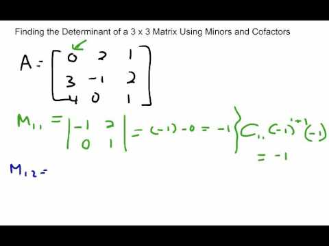 Linear Algebra- Finding the Determinant of a 3 x 3 Matrix Using Minors ...