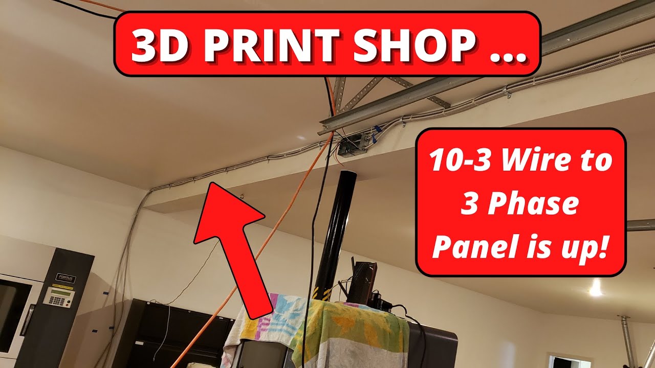 3D PRINT SHOP ELECTRICAL WIRING part 7, 10-3 wire to 3 Phase Panel ...