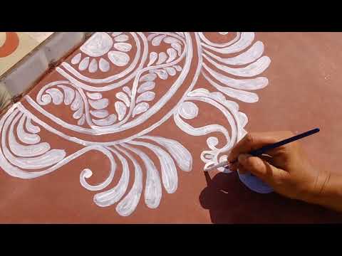 Febric colour alpona design 😍//easy to simple alpona#art#youtub video # ...