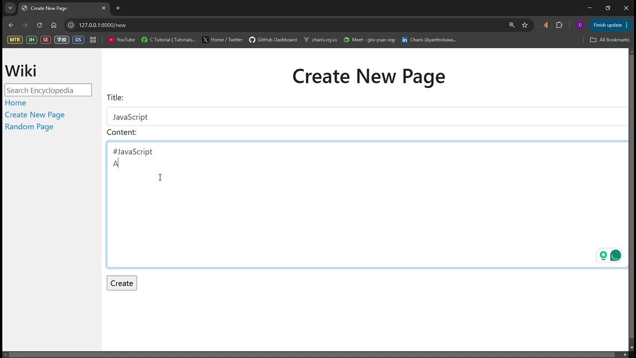 CS50 Web: Project 1 submission - YouTube