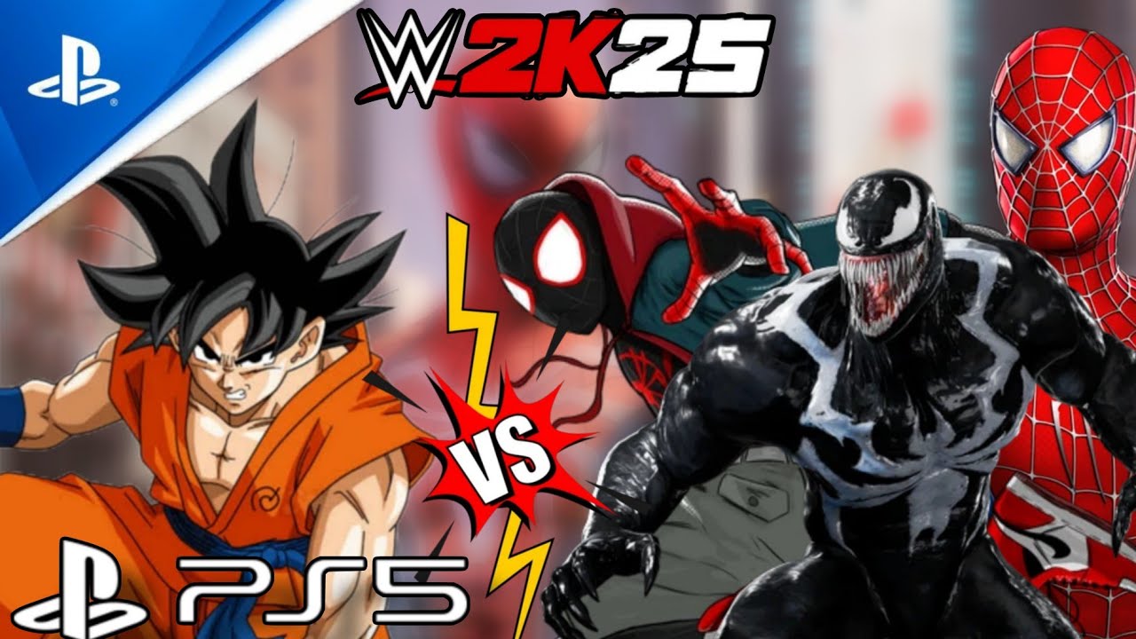 WWE 2k25 - Goku vs Spider Man, Miles Morales And Venom | One On Three ...
