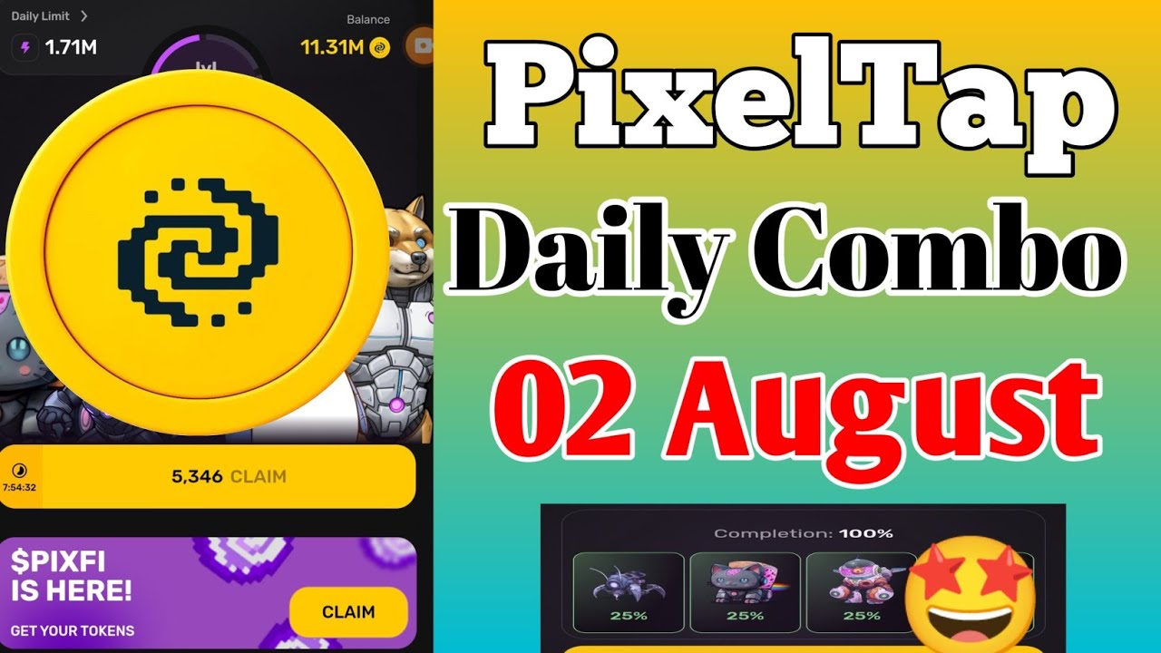 PixelTap Daily Combo 02 August || 02/08/2024 PixelTap Daily Combo - YouTube