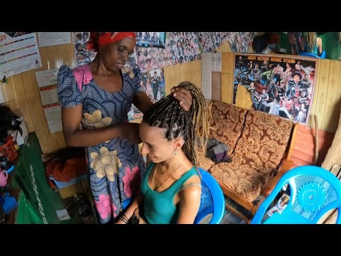 My wife's first experience in an African Saloon in Kenya. - YouTube
