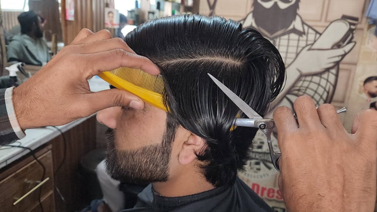 Men's Long HairCut with Scissors ASMR 🎙Relaxing Barber young boy Hair ...