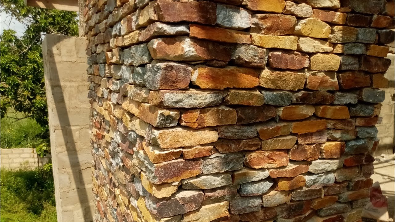 Designing this two pillers with natural stone cladding - ( Winneba ...