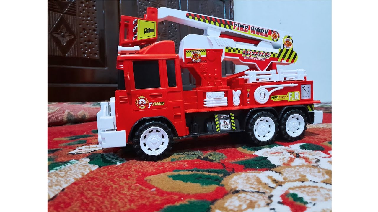 mobil damkar berwarna merah dan beroda 6 untuk mainan anak-anak - YouTube
