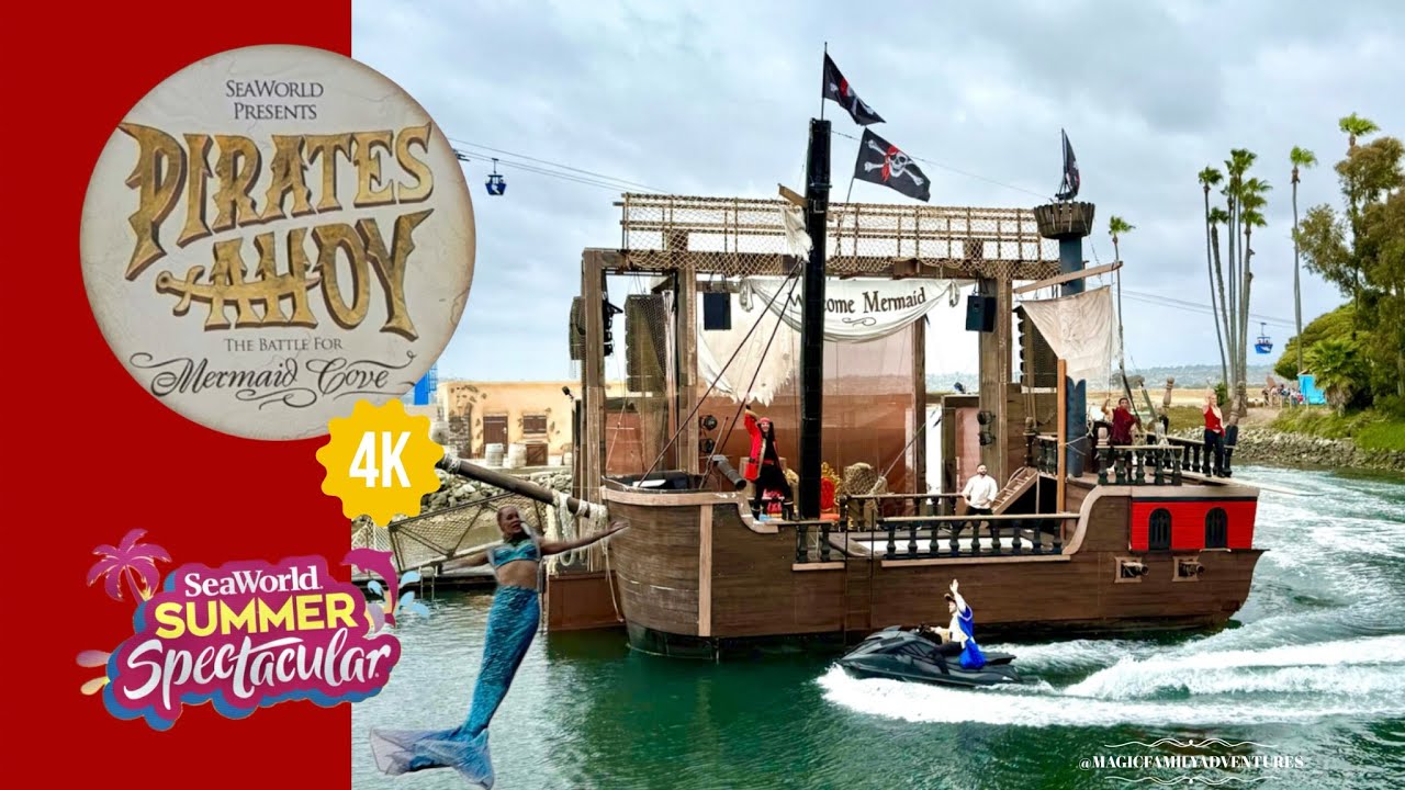 🏴‍☠️[4K] NEW Pirates Ahoy! The Battle for Mermaid Cove | SeaWorld San ...