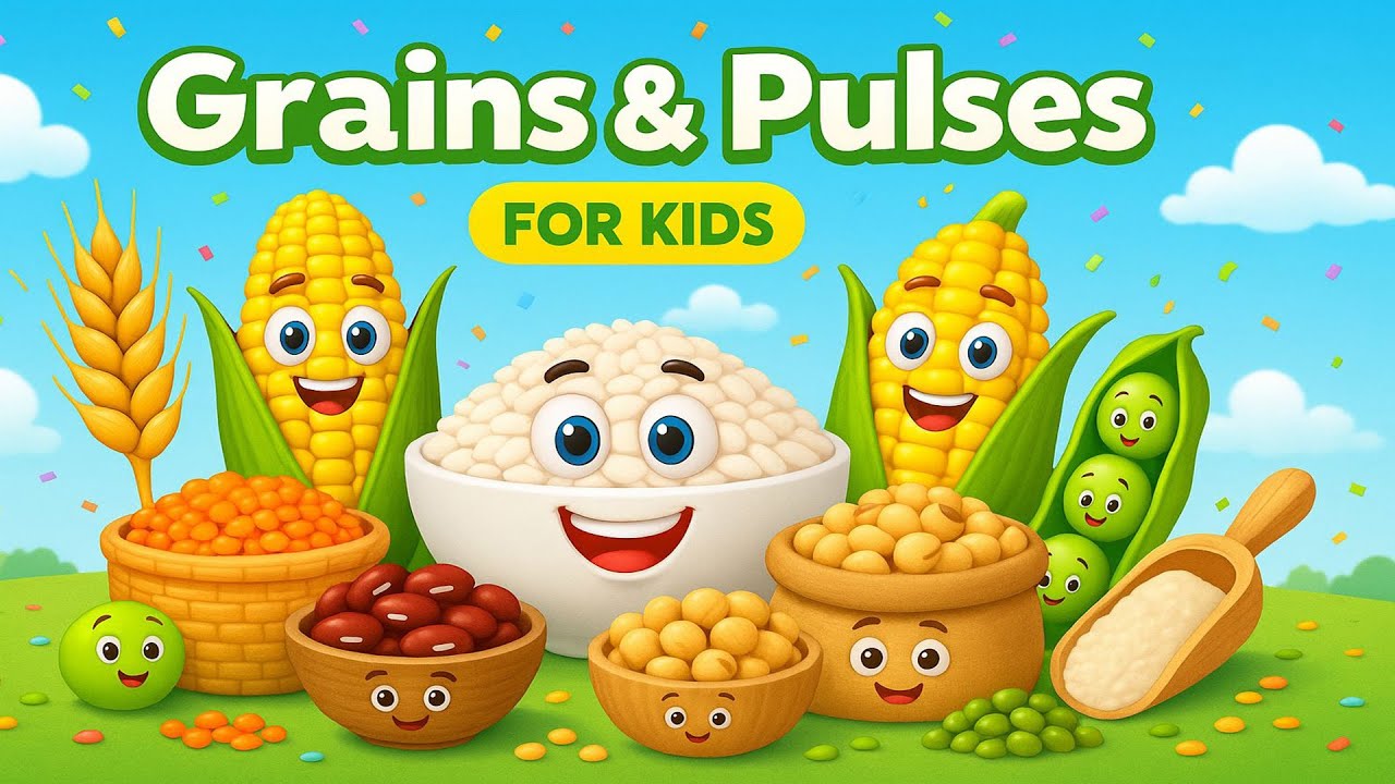 Grains & Pulses for Kids | Learn 25 Grains and Pulses with Names & Fun ...