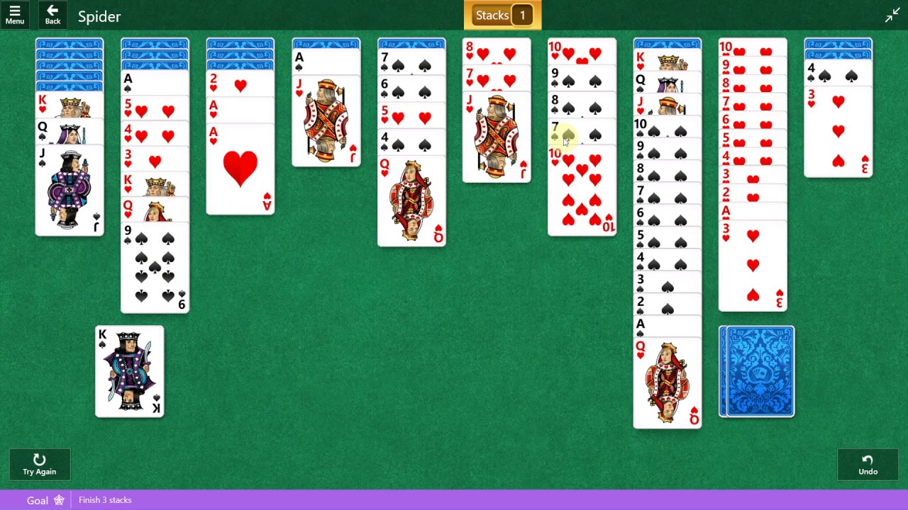 Microsoft Solitaire Collection - Spider - June 18 2017 - YouTube