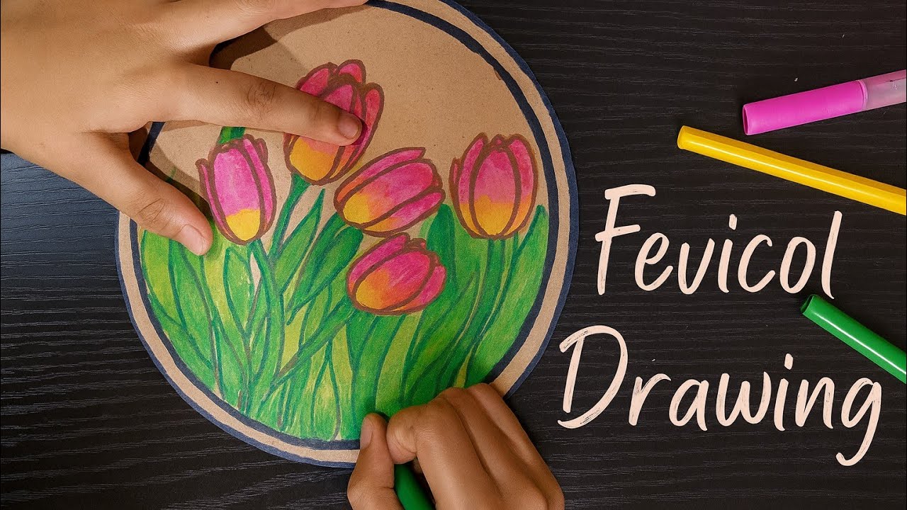 Fevicol Drawing | Cake board DIY | wall decor from waste | Trisha and ...