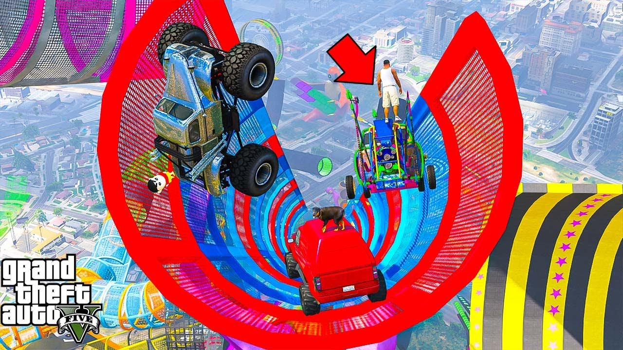 FRANKLIN TRIED IMPOSSIBLE CURVY ROAD TO HEAVEN RAMP CHALLENGE CARS ...