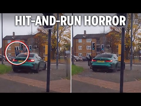 Shocking moment man is sent somersaulting through the air after being hit by driver fleeing cops
