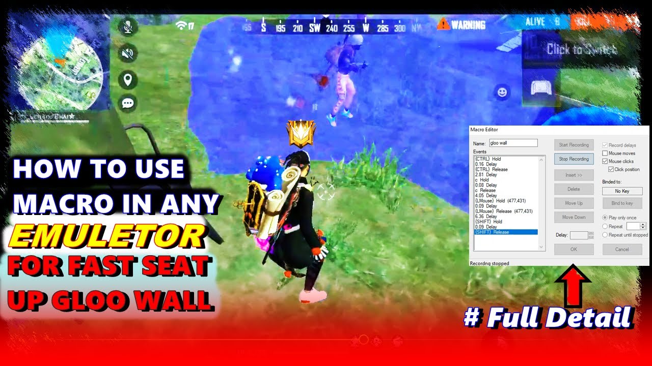 HOW TO USE MACRO for fast gloo wall in any emulator ,Full detail with ...