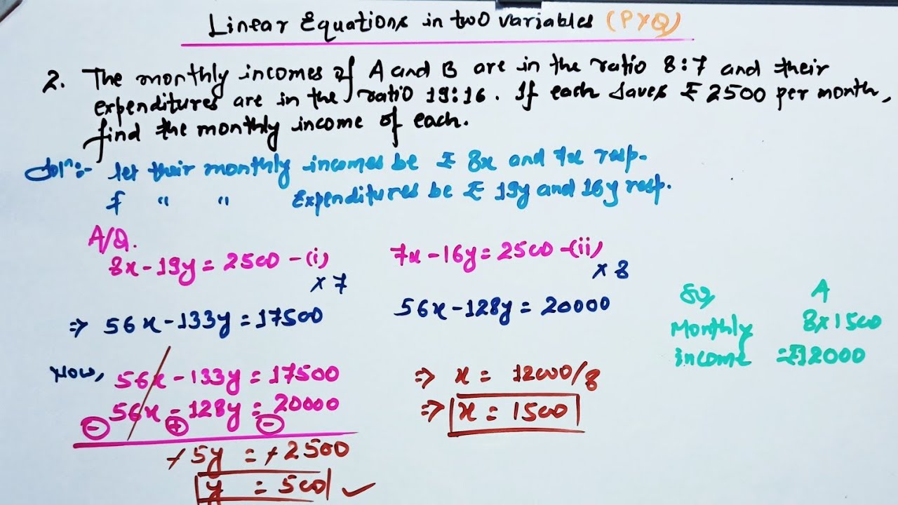 linear equations in two variables class 10 /linear equations in two ...