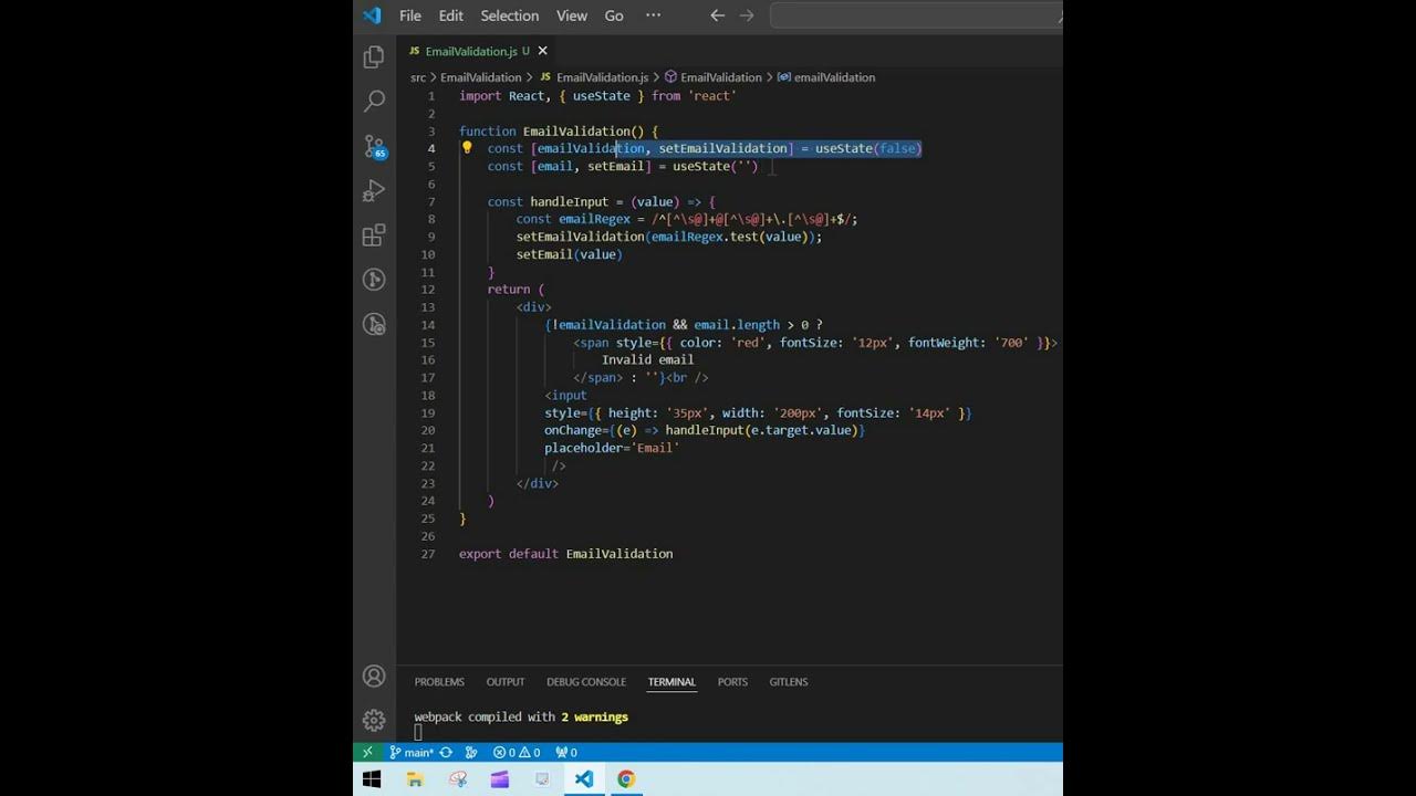 Validate Email In React Js Email Regex Pattern React Js Youtube 7566