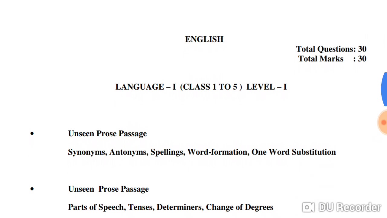 Reet/rtet 2019 level 1st first language English syllabus || - YouTube
