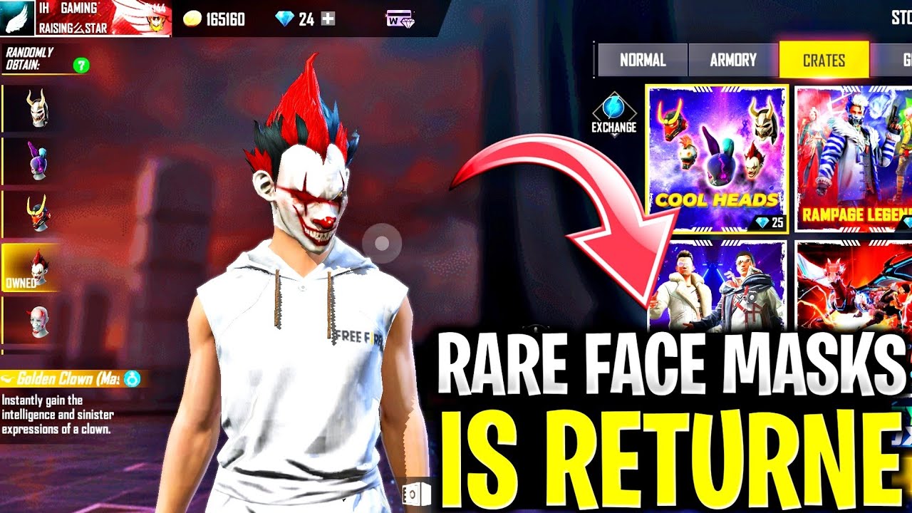 GOLDEN-CLOWN OR ALL RARE BUNDLES FACE MASK IN STORE || FREEFIRE BEST ...