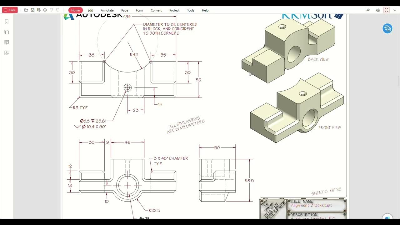 Autodesk Inventor Part Modelling Tutorial For Beginners 5 Hole, Chamfer & Fillet - YouTube