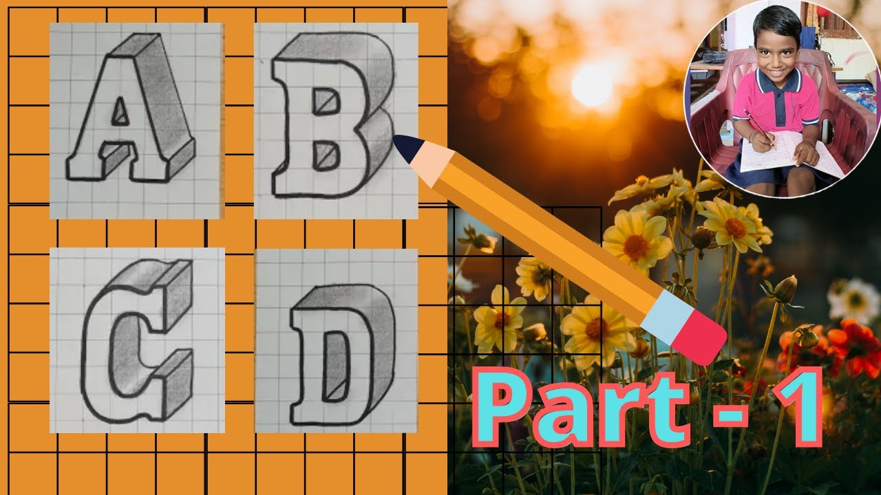 ABCD drowing | 3D Drawing Capital Letter | How To Draw Alphabet Letter ...