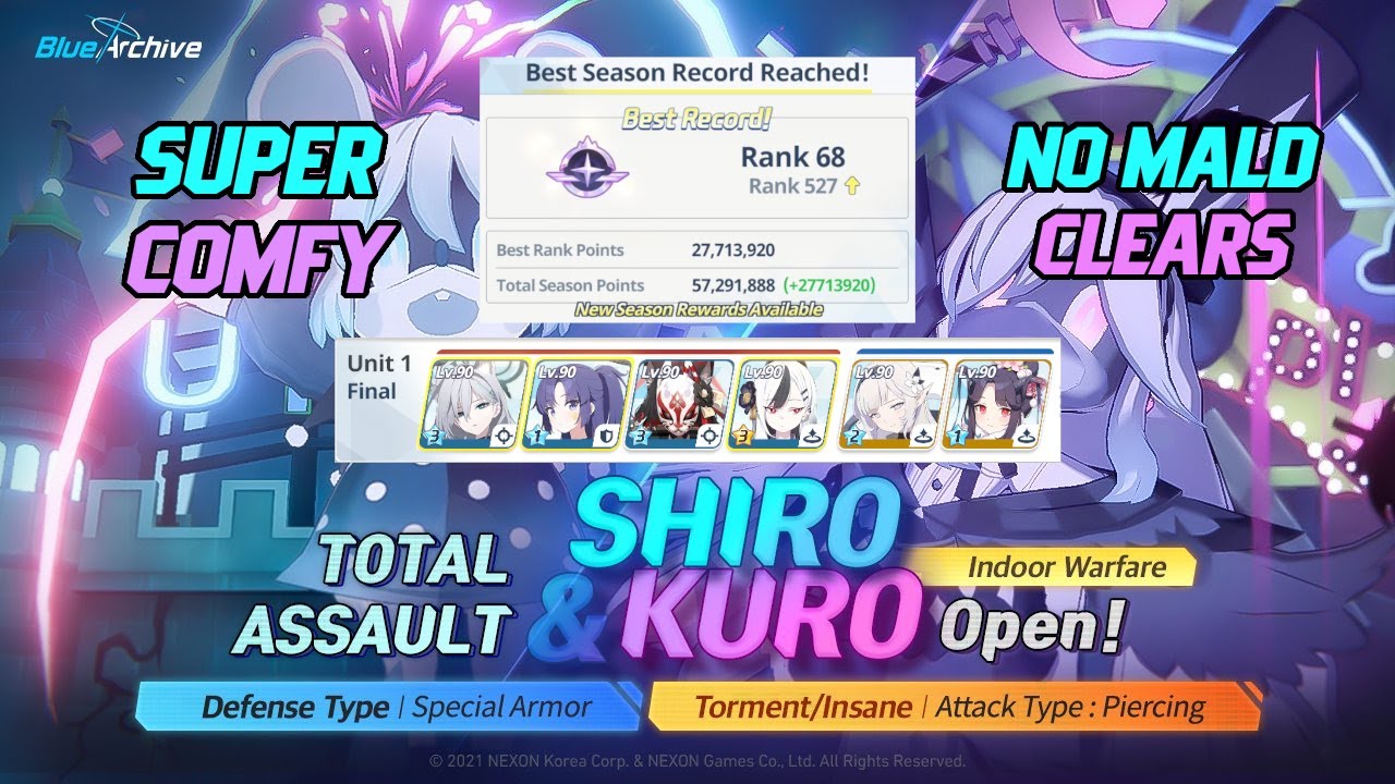 Blue Archive Shiro Kuro Indoor Insane - Comfy Clears - YouTube