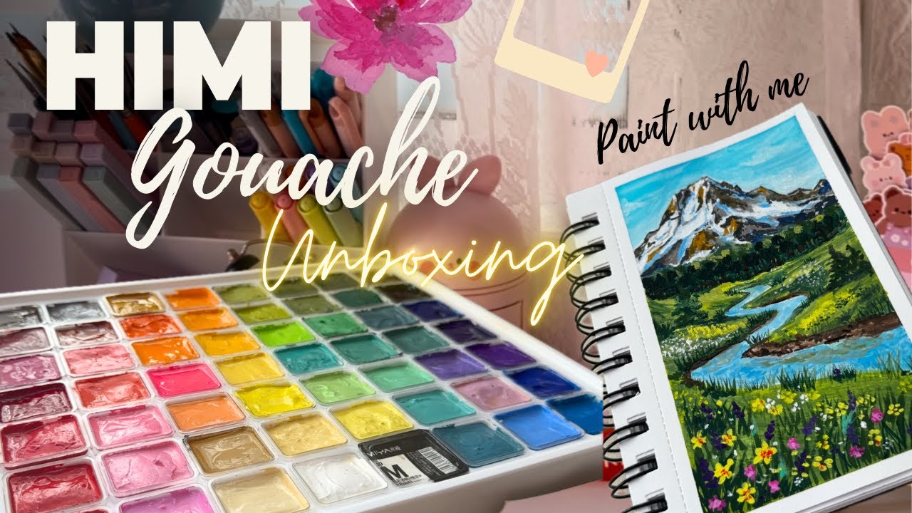 HIMI Gouache 56 Clours Unboxing and SetUp🎨 || Paint with me🖌️🌸 || 120 ...