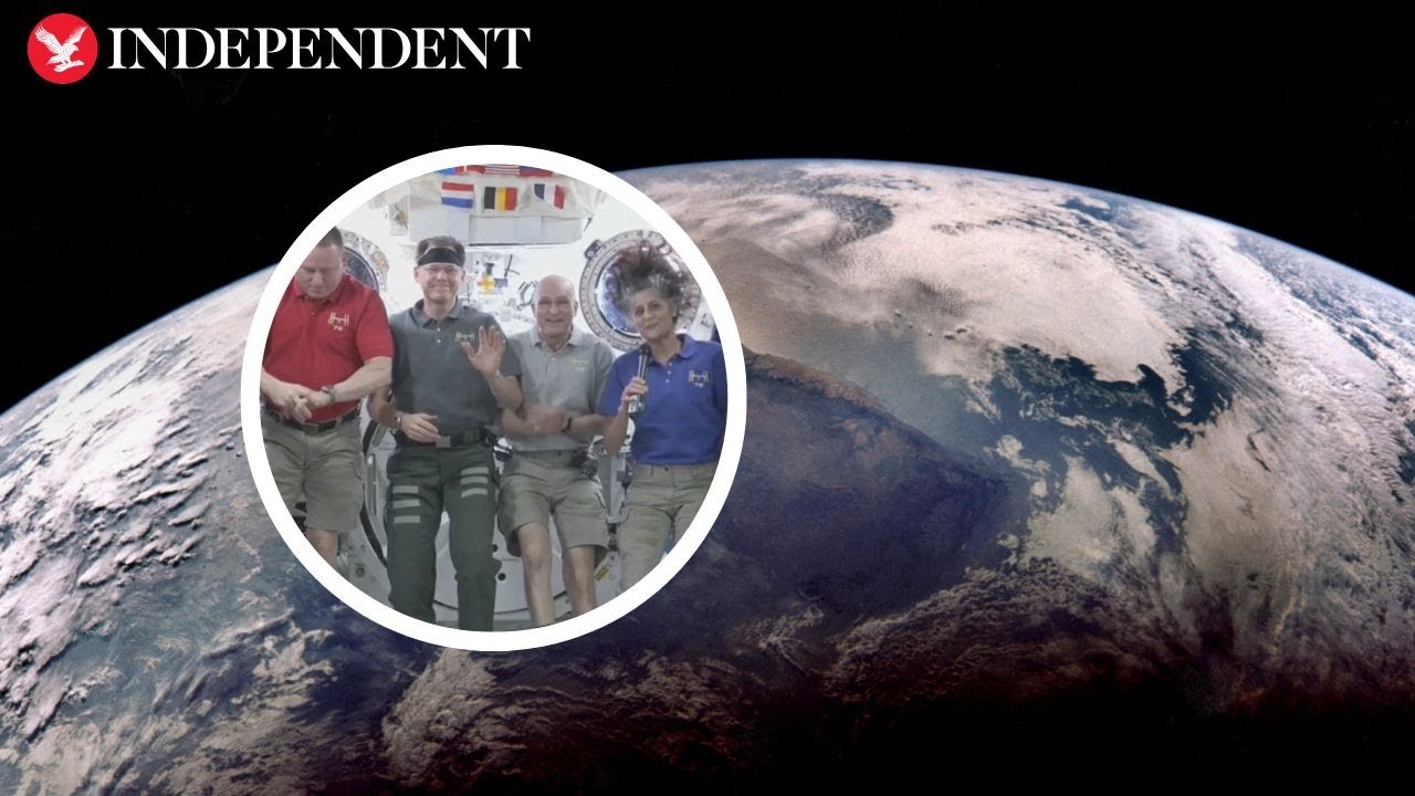 Astronauts on Nasa space station phone home - YouTube