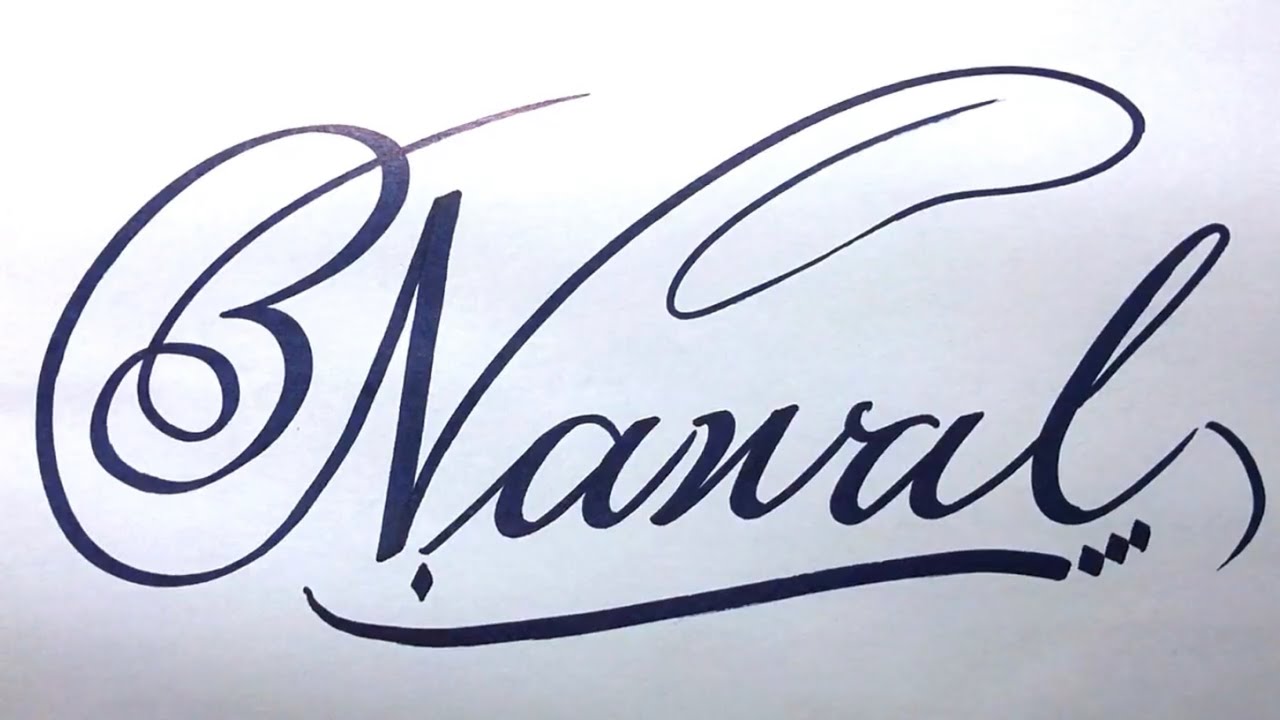 Nawal Name Signature Calligraphy Status | How to Cursive write with cut ...