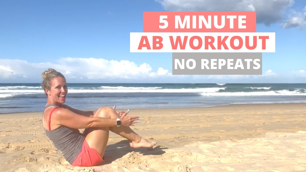 5 Minute AB WORKOUT On The Beach - Strengthen & Tighten Your Core - YouTube