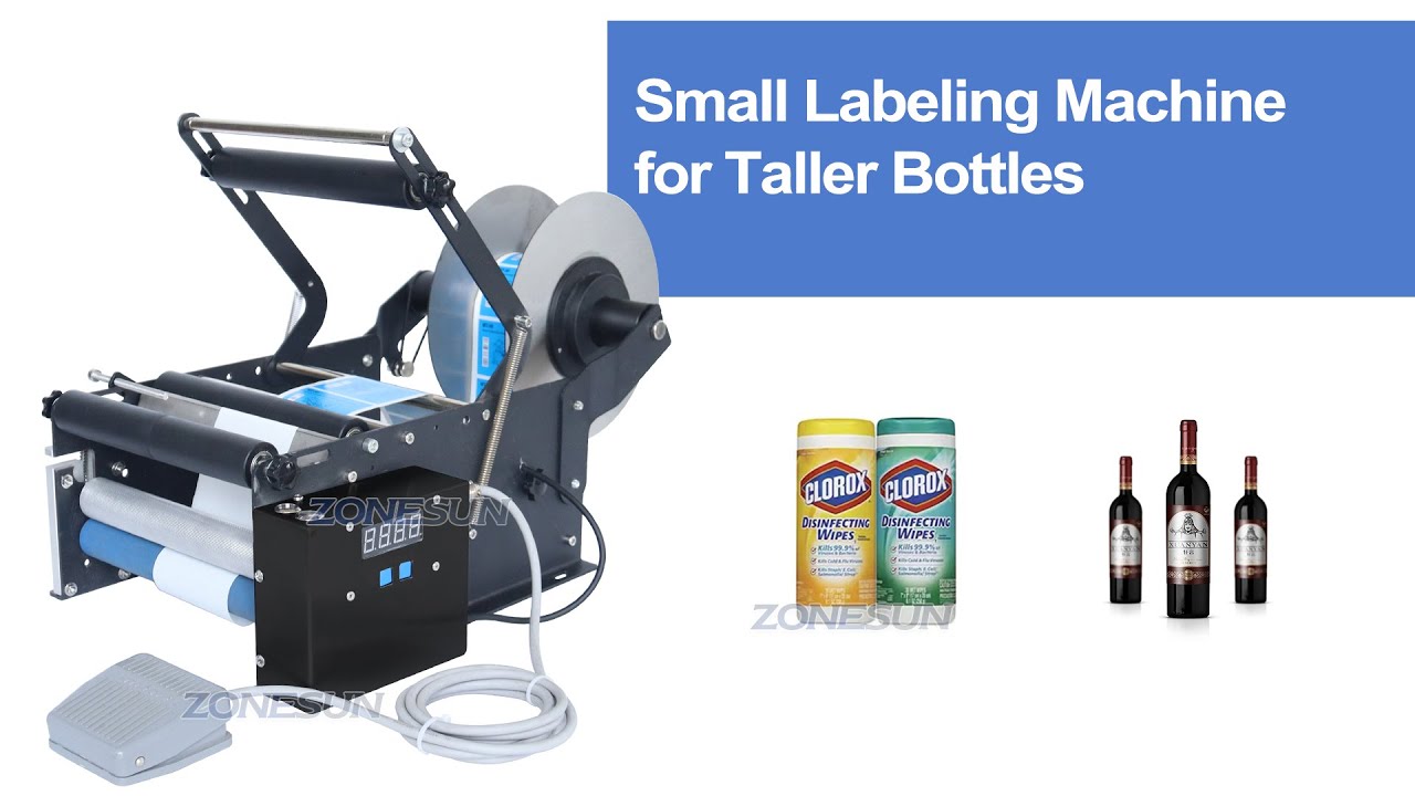 How To Use ZS-TB16P Small Labeling Machine For Taller Bottles - YouTube