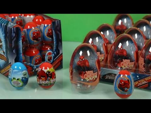 surprise eggs angry birds, blue angry bird, spiderman collector ...