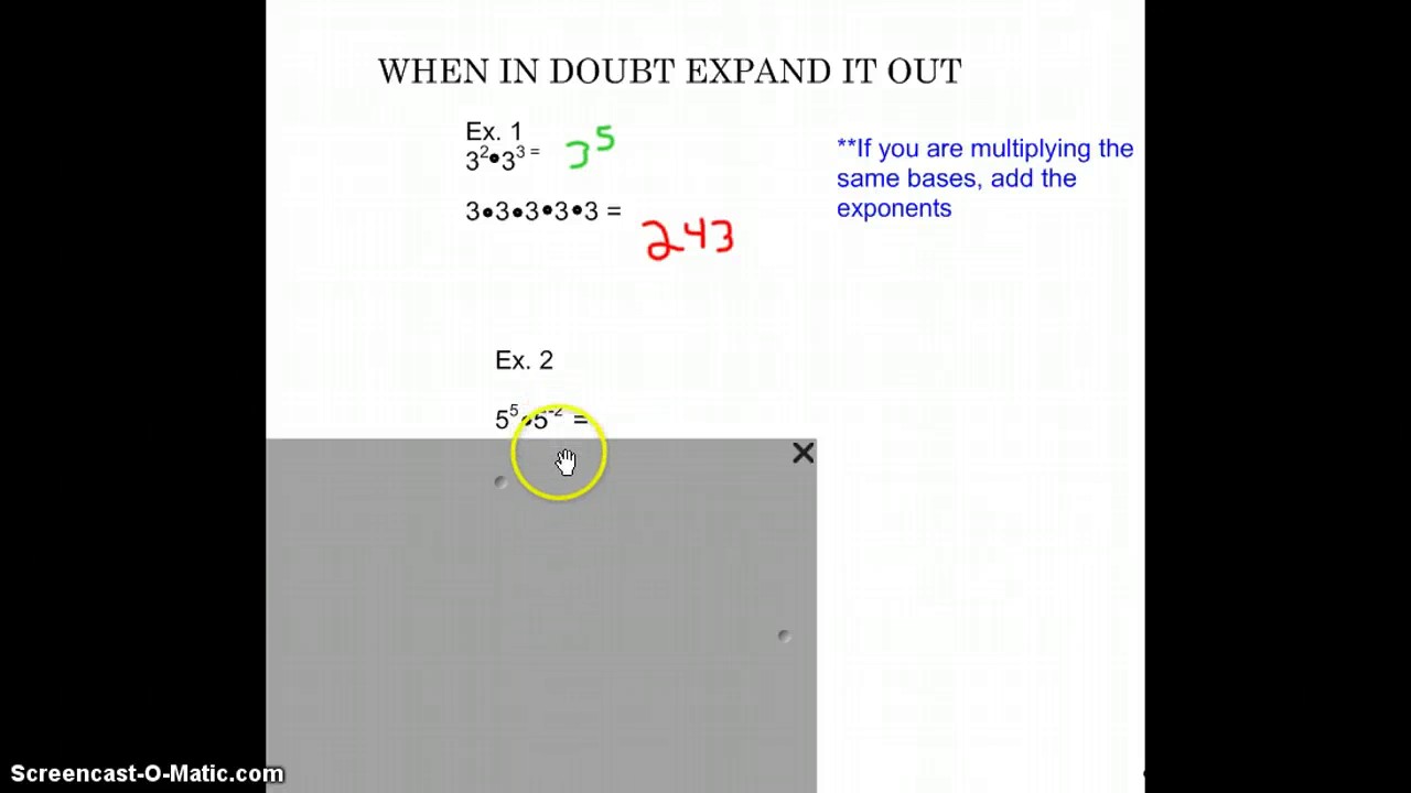 multiplying exponential expressions with the same - YouTube