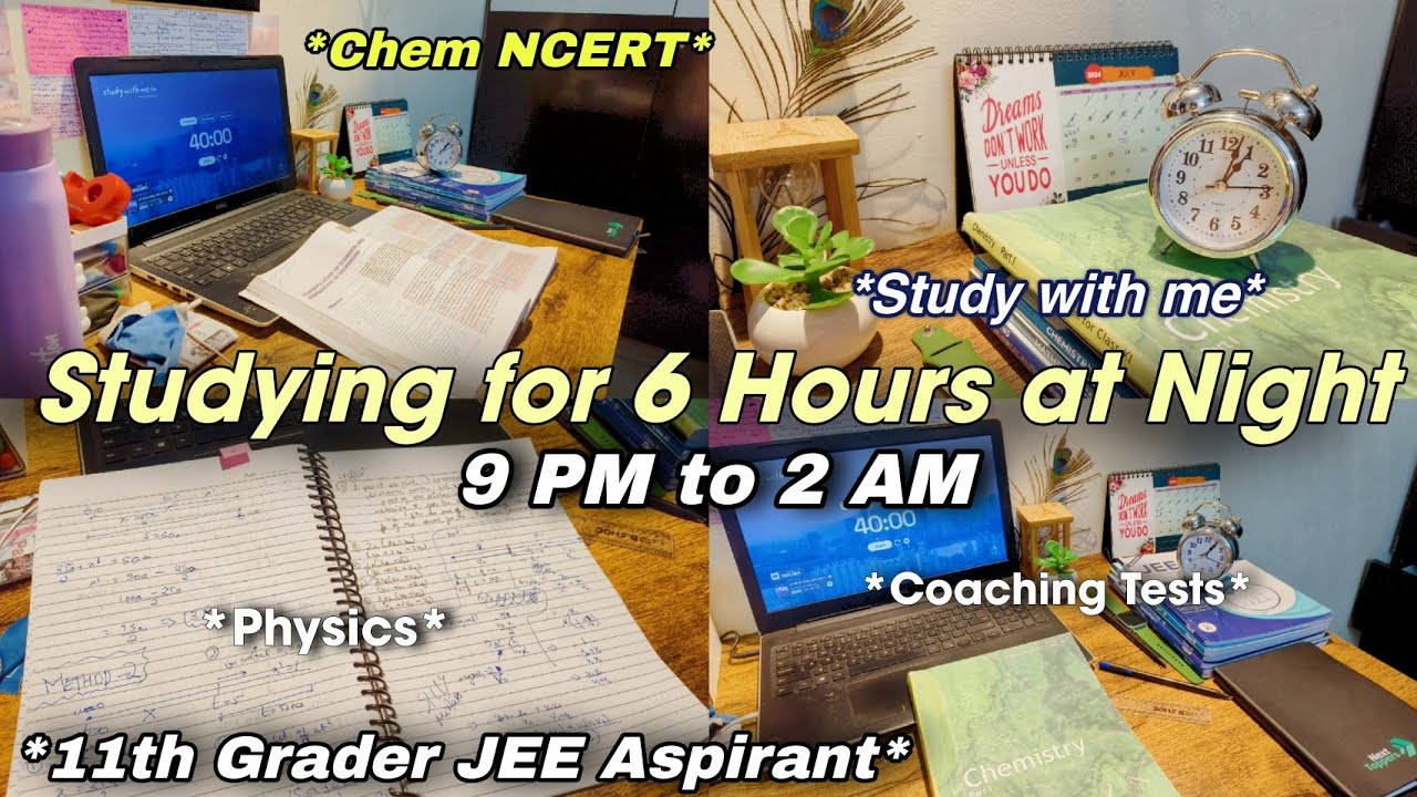 Studying for 6 Hours at Night *No Breaks* 📚| 11th Grader Study Vlog 📓 # ...