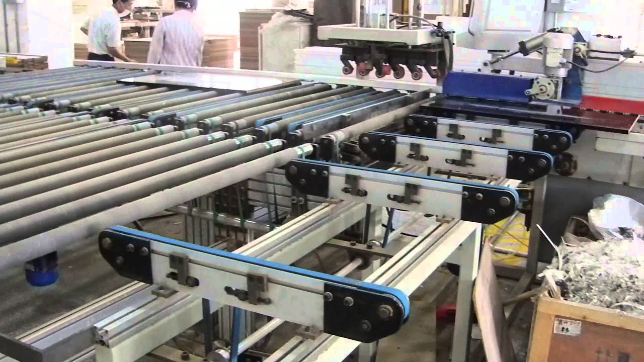 Edge banding conveyor - YouTube
