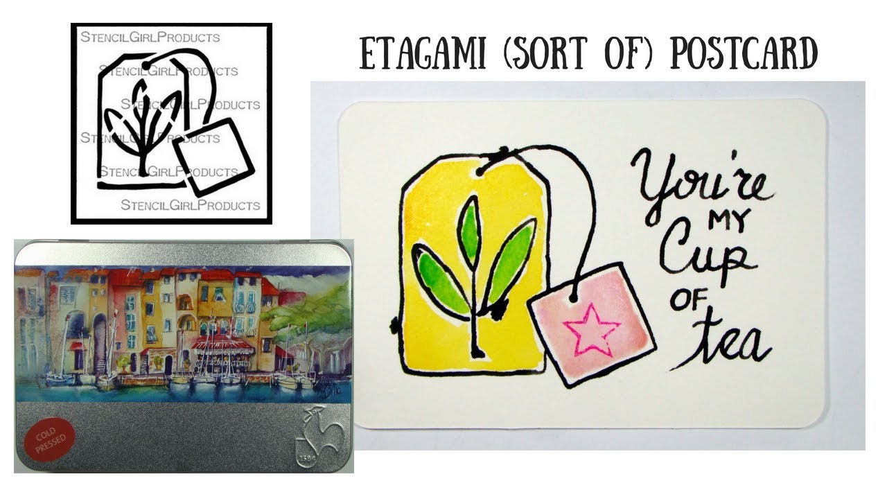 Watercolor postcard in a vague Etegami style with a giveaway! - YouTube