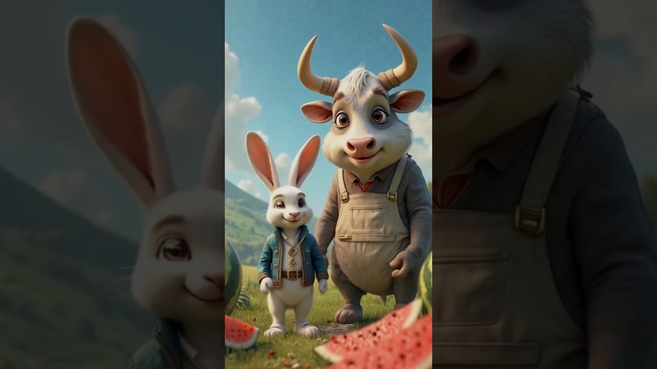 Cow and rabbit watermelon business| And beautiful friendship|#shorts # ...
