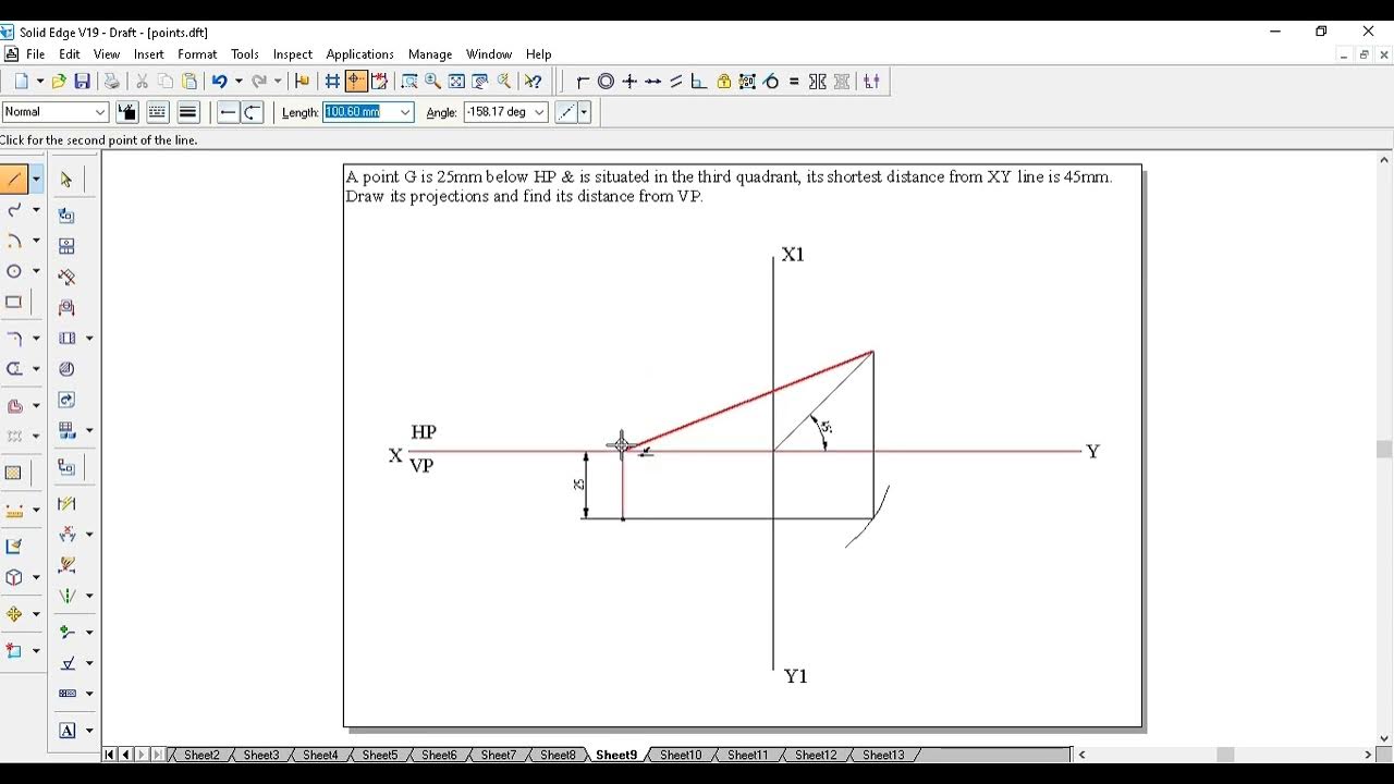 "Projection of Points A, B, C, & D: Quadrant Identification with Projections" POINT Problem 9 ...