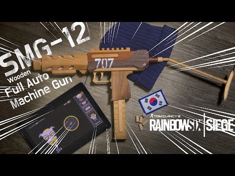 [DIY]How to make a Full Auto Wooden toy Machine Gun(SMG-12 from Rainbow ...