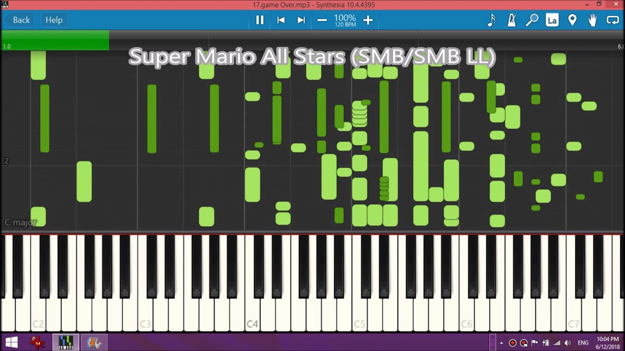 Super Mario Game Over sounds in Synthesia - YouTube