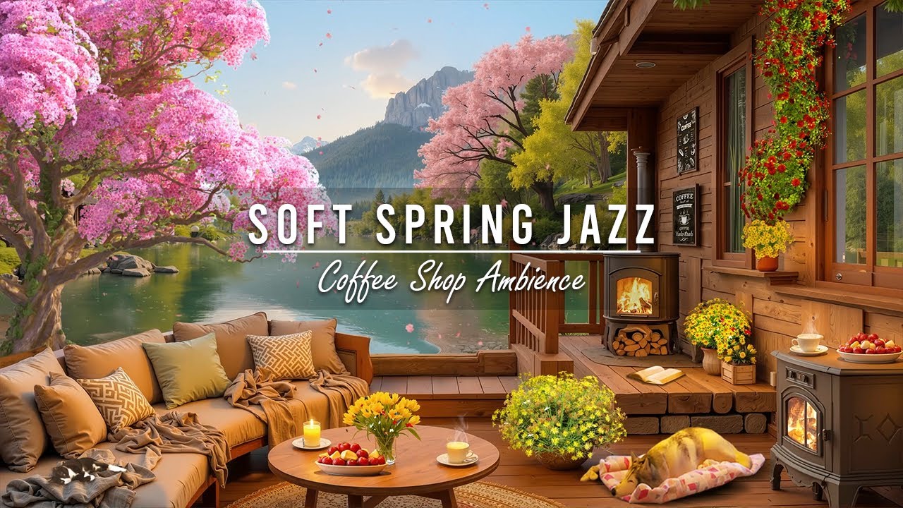 Soft Jazz Instrumental Music ~ Spring Coffee Shop Ambience 🌸 Relaxing ...