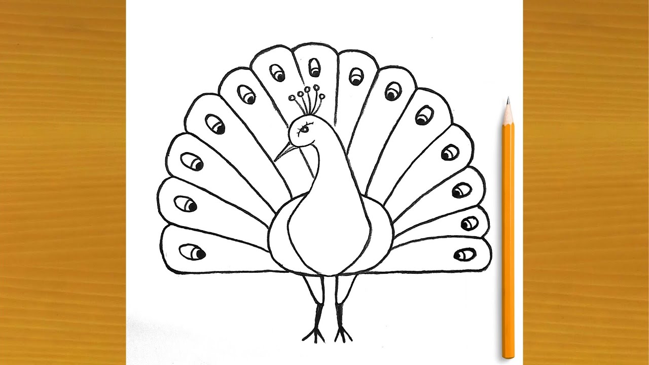 How To Draw A Peacock Easy Easy Drawing Peacock Drawing Youtube
