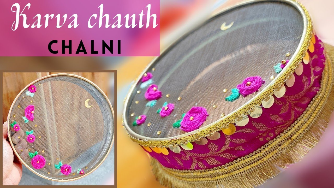 Karwa chauth chalni decoration/ embroidery hoop #embroidery # ...