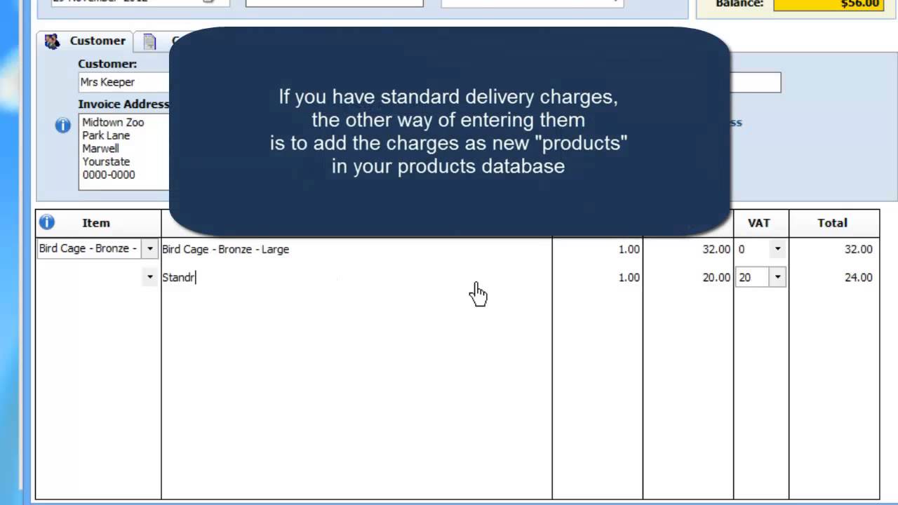 Adding Delivery Charges to an Invoice in SliQ Invoicing - YouTube