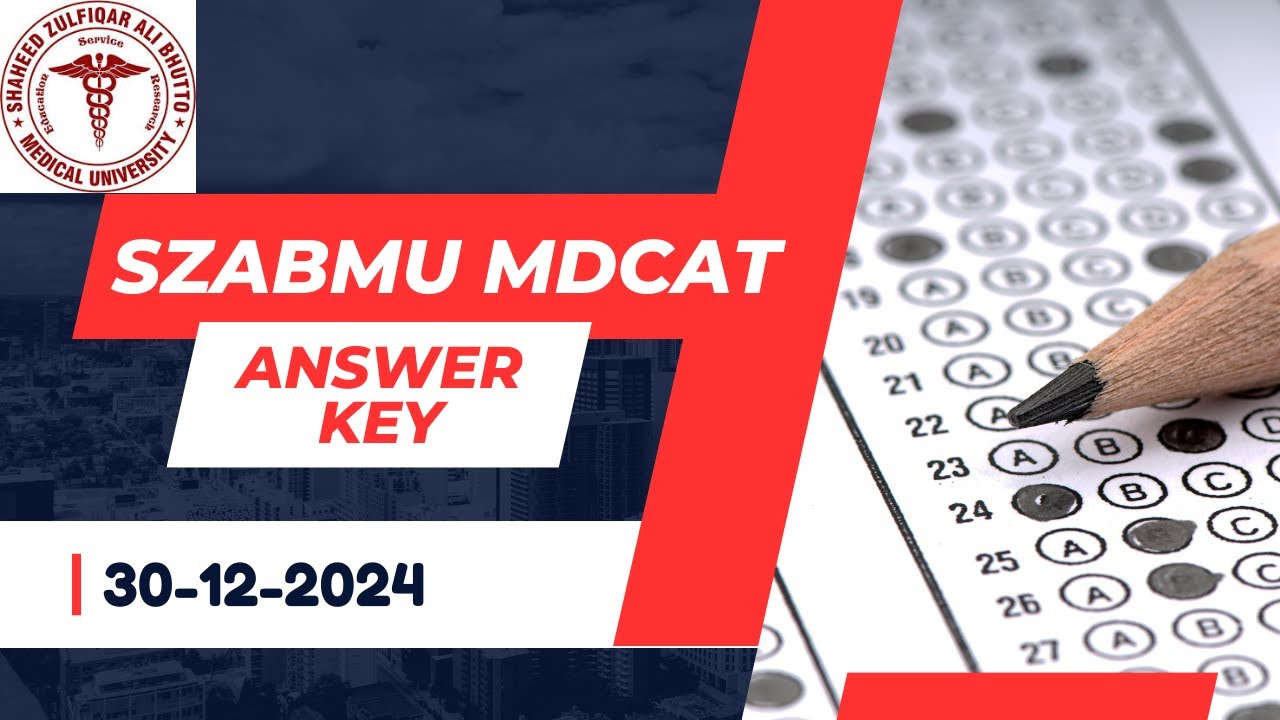 SZABMU MDCAT Reconduct 2024 Answer Key | 30-12-2024 - YouTube